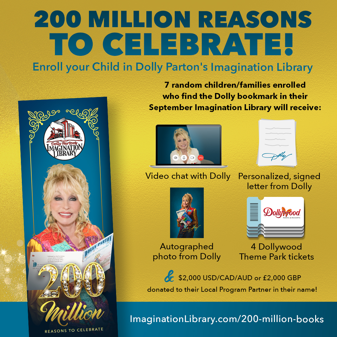 Celebrate Dolly Parton’s Imagination Library 200 Millionth Book ...
